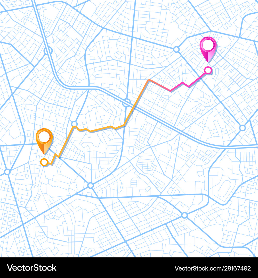 Blue gps navigator pins on a roads map Royalty Free Vector