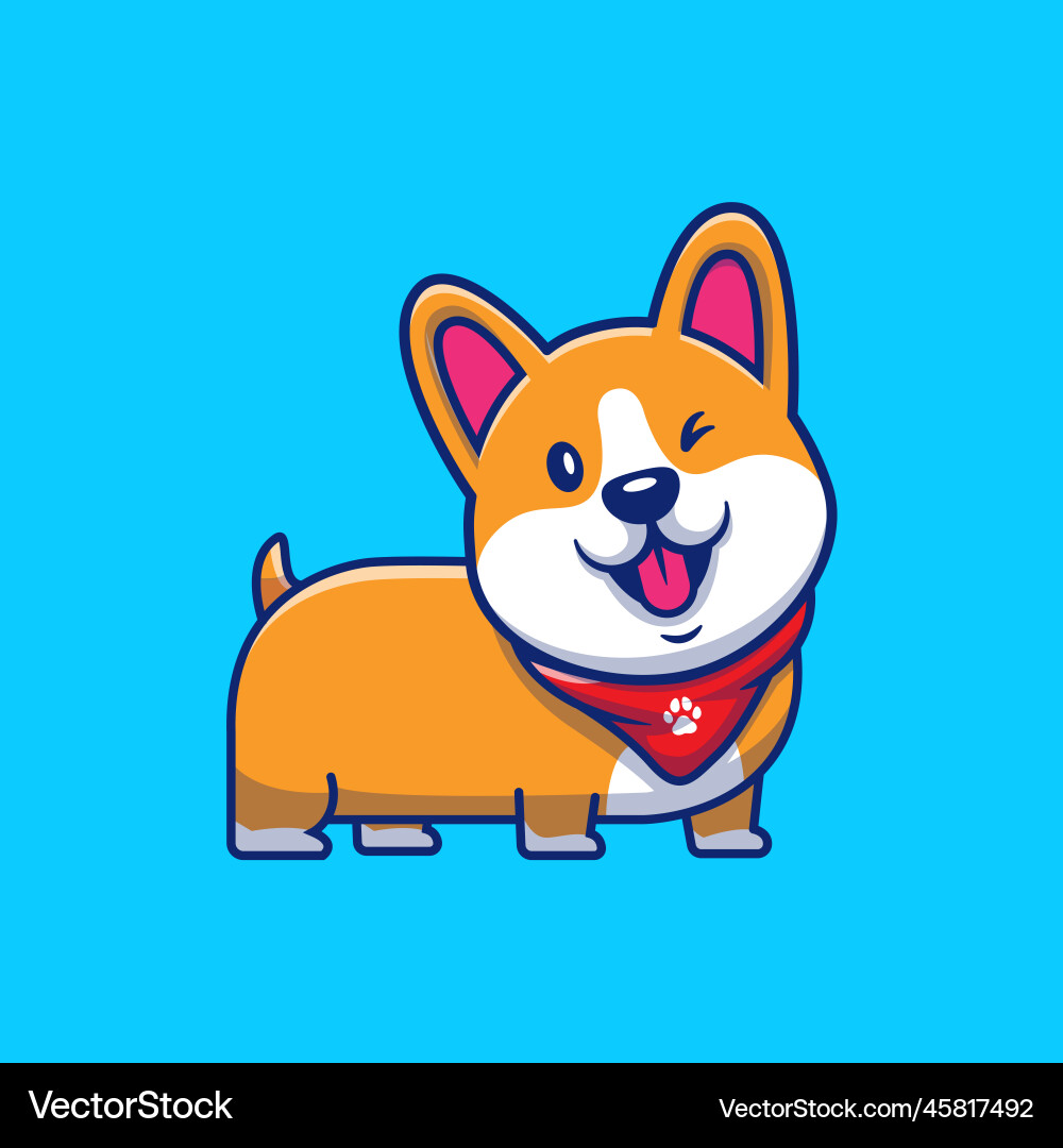 Cute corgi wink cartoon Royalty Free Vector Image