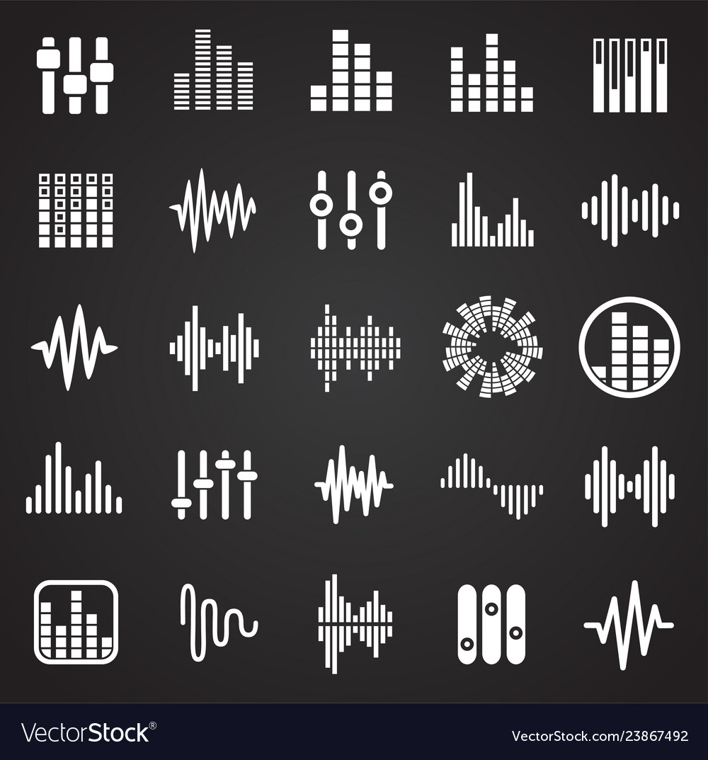 Equalizer Icons Set On Black Background Royalty Free Vector