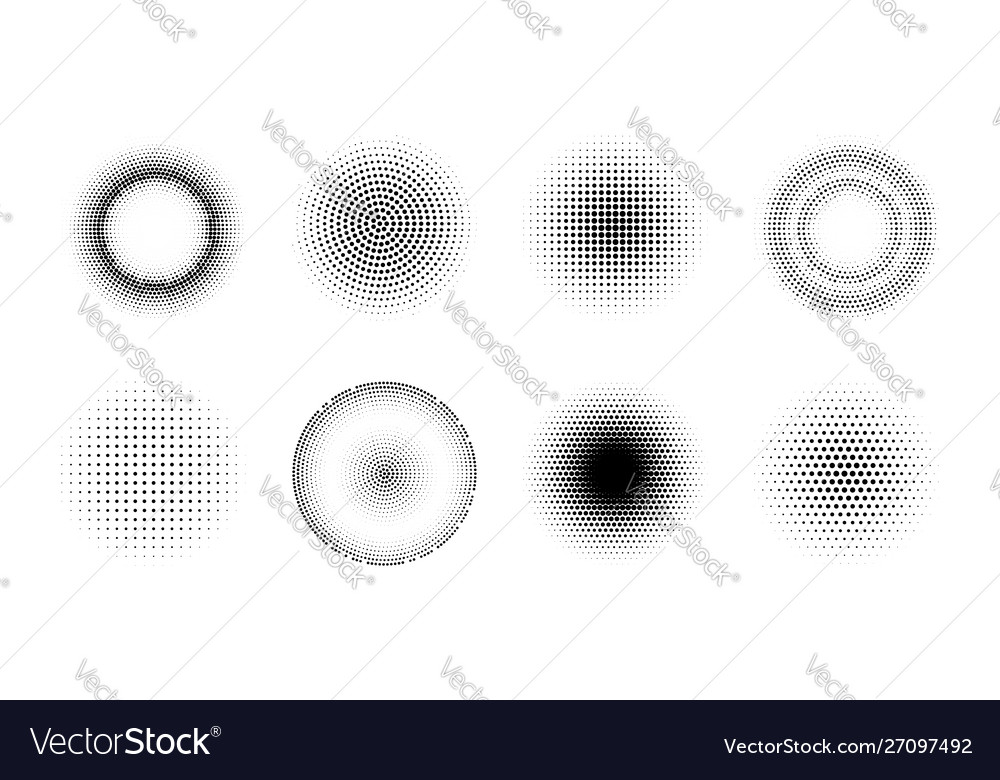 Halftone effect design elements set Royalty Free Vector
