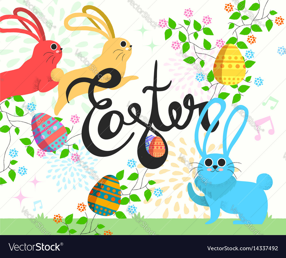 Happy easter bunny in spring season Royalty Free Vector