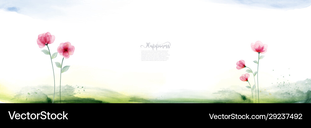 Horizontal background with floral watercolor Vector Image