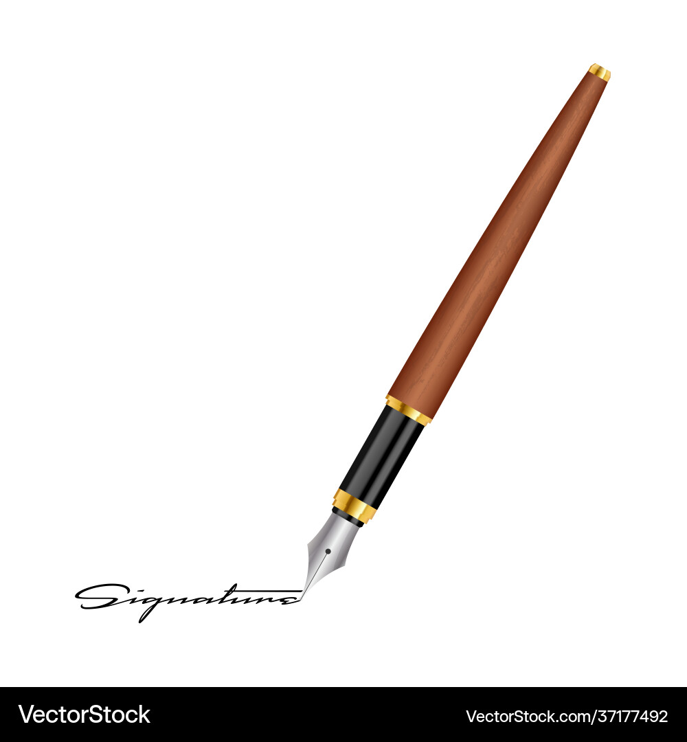 Ink pen and signature Royalty Free Vector Image