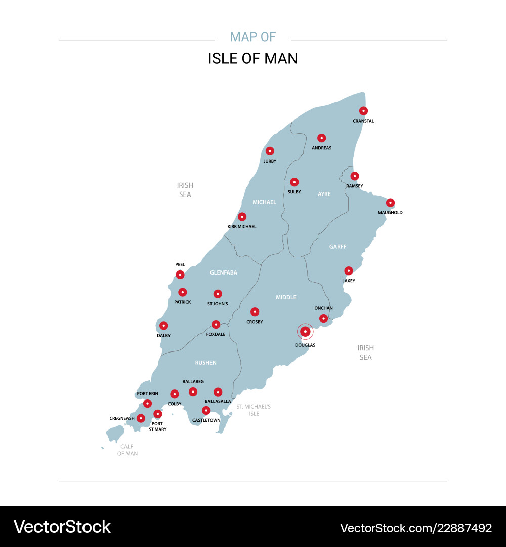 Isle of man map with red pin Royalty Free Vector Image