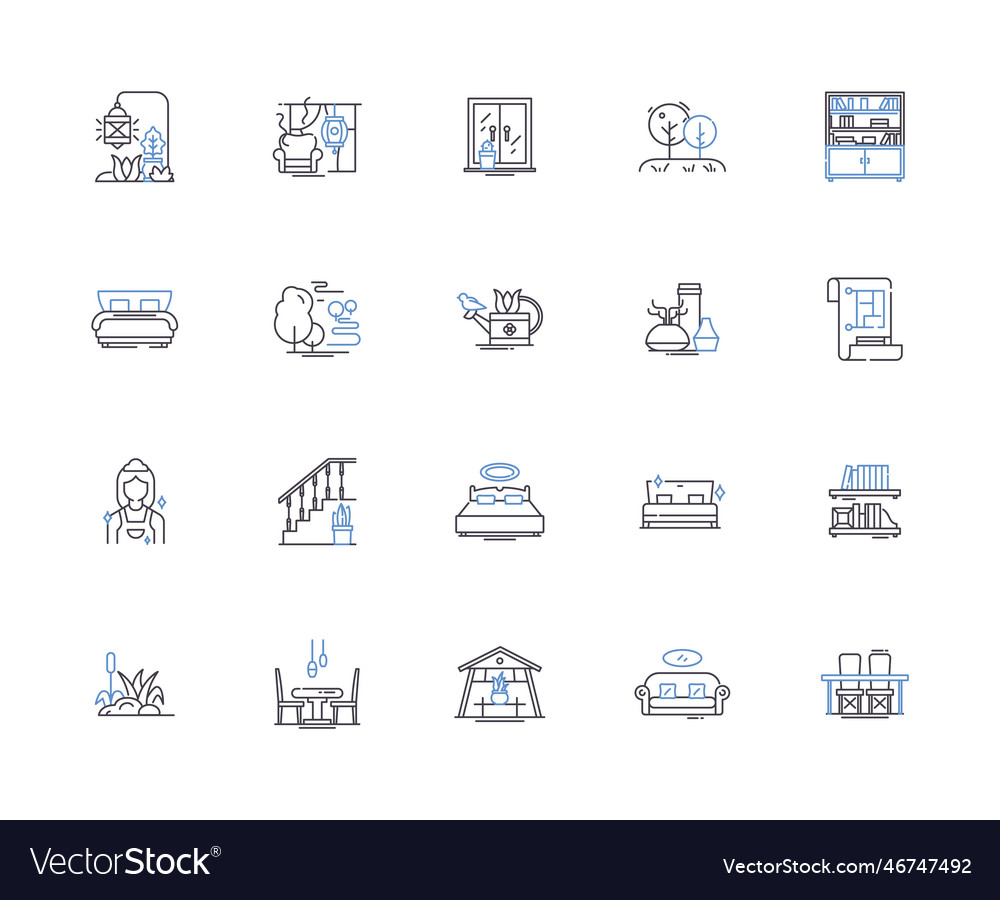 Living at home outline icons collection dwell Vector Image Living at home outline icons collection dwell Vector Image