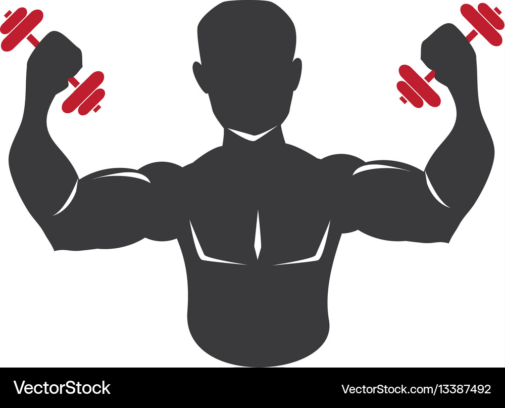 Monochrome silhouette muscular man lifting Vector Image