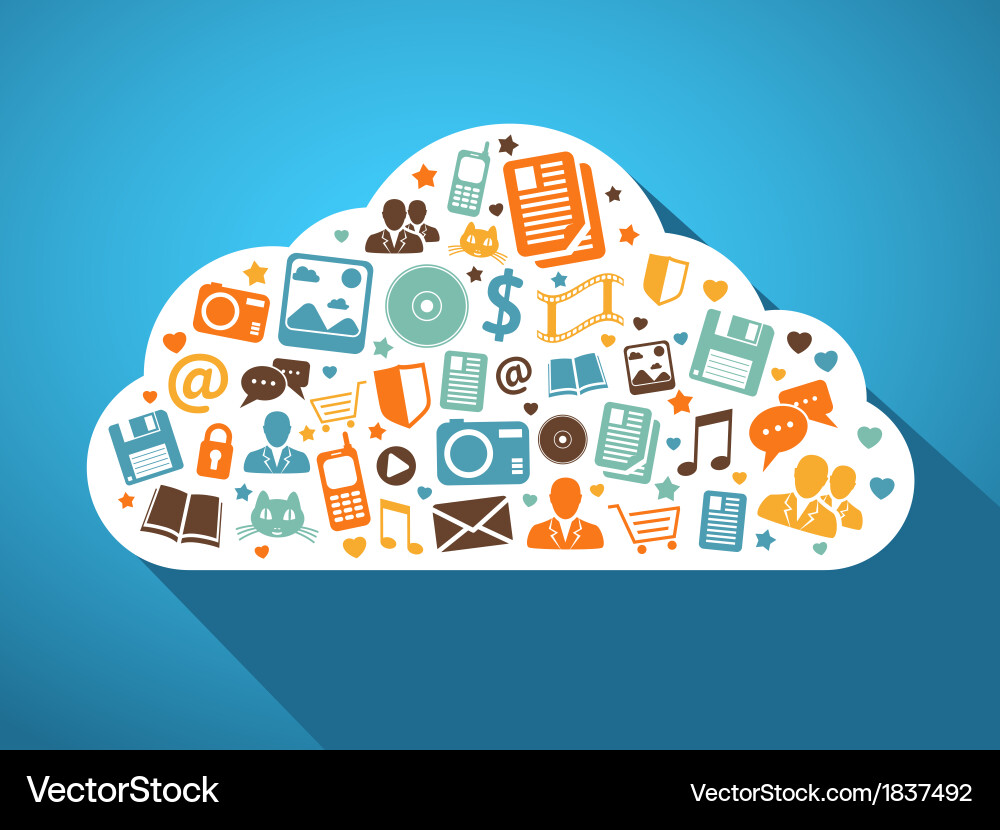 Multimedia and mobile apps in cloud Royalty Free Vector
