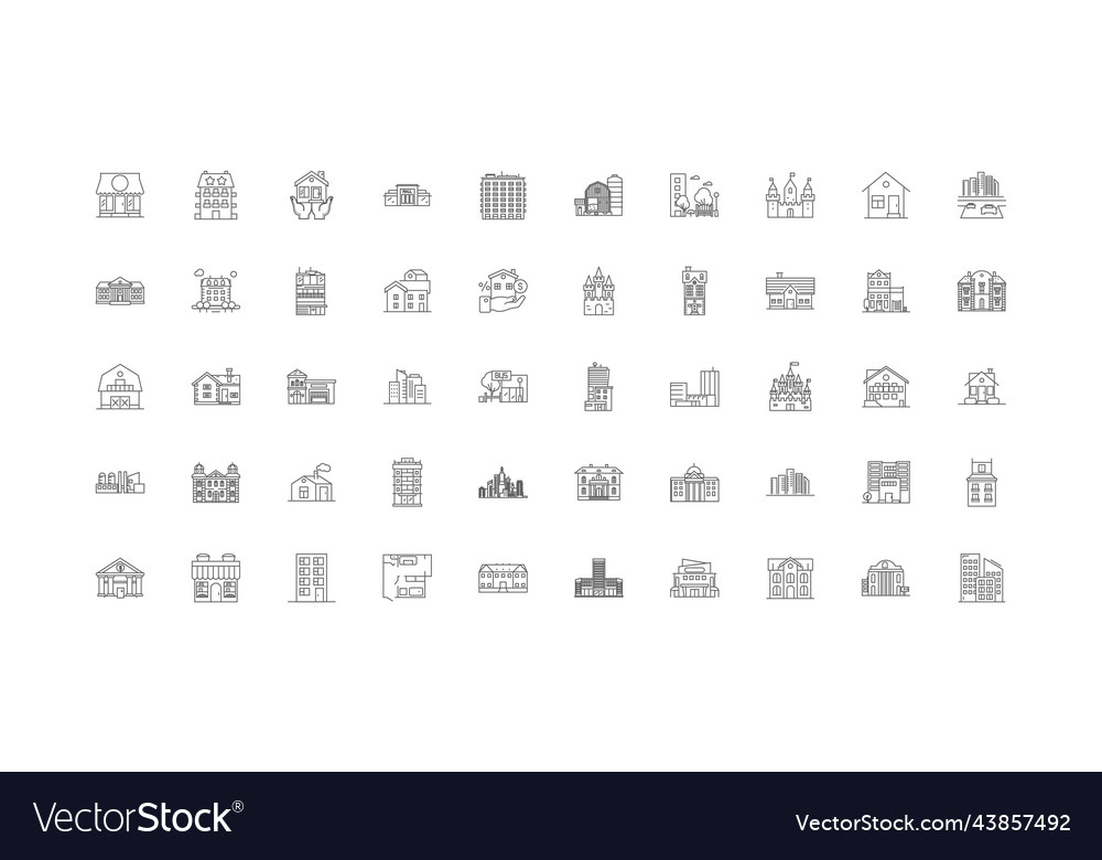 Realty concept linear icons line Royalty Free Vector Image