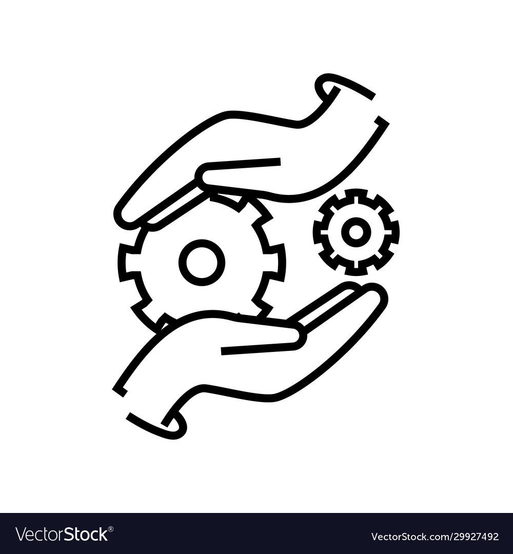 Support system line icon concept sign outline Vector Image