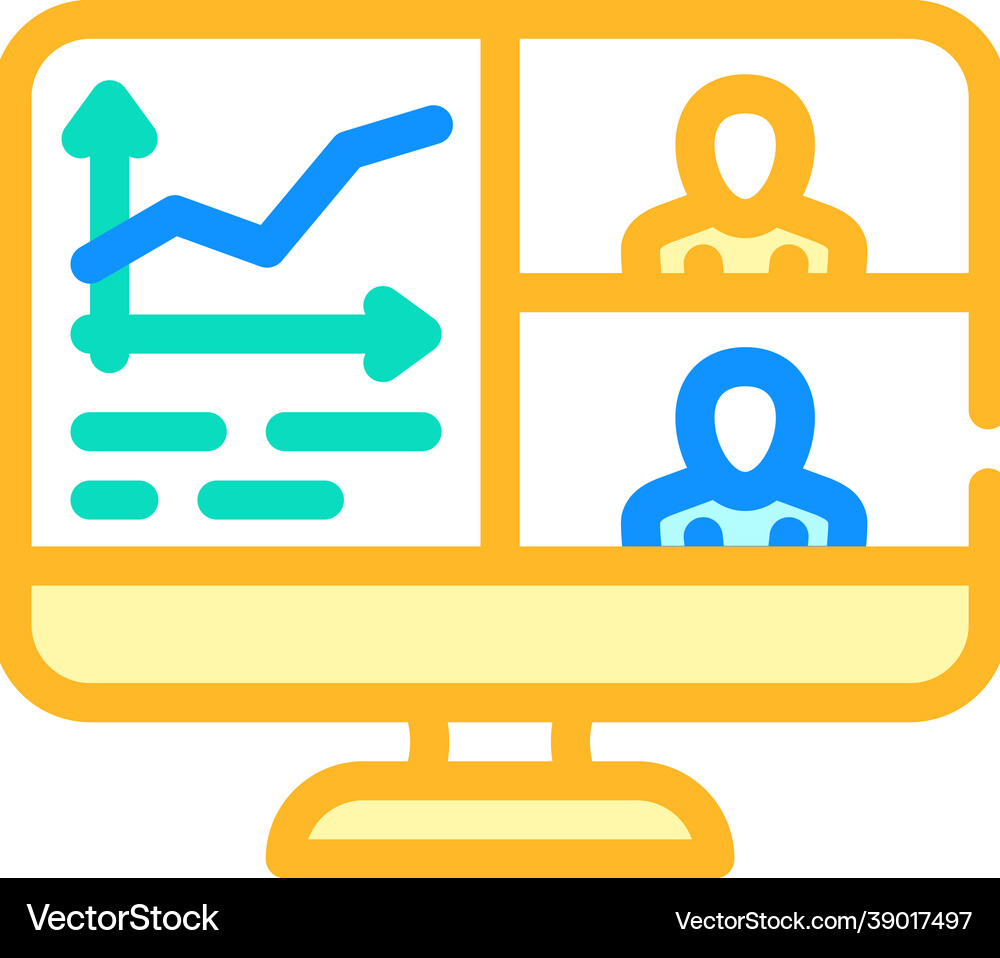 Chart researching video conference color icon Vector Image