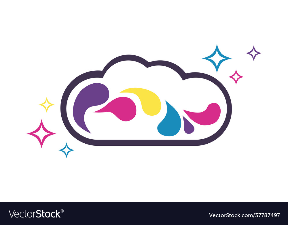 Cloud shape with color splashes Royalty Free Vector Image