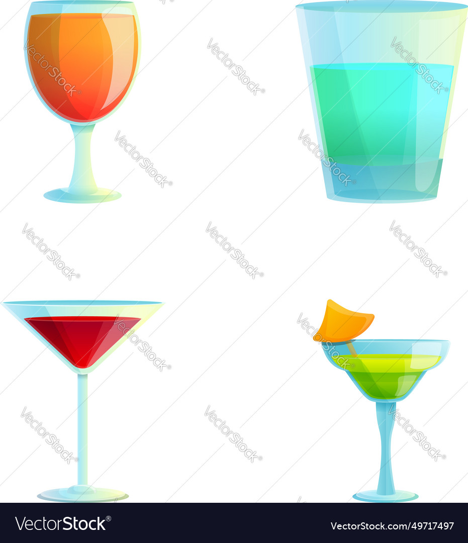 Cocktail Icons Set Cartoon Various Royalty Free Vector Image