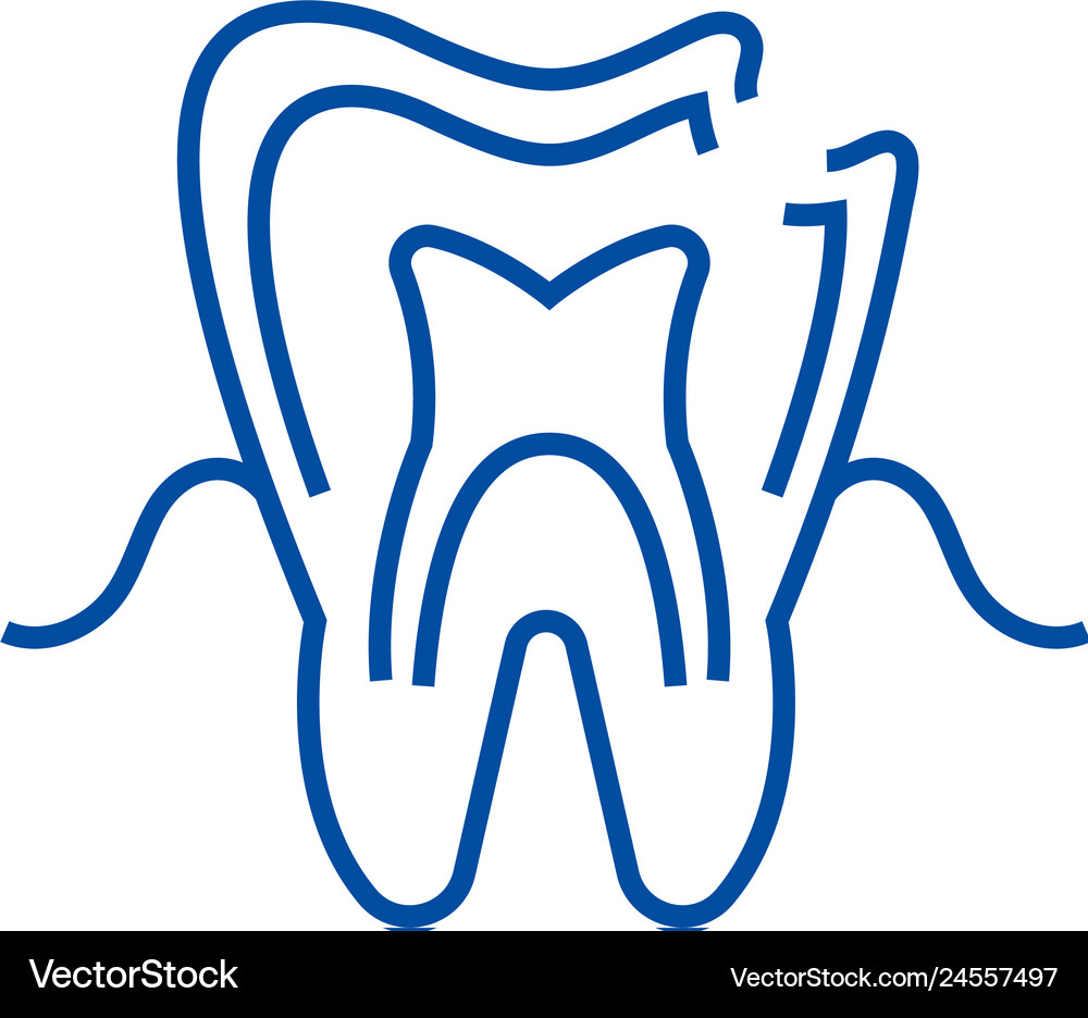 Dental caries line icon concept Royalty Free Vector Image
