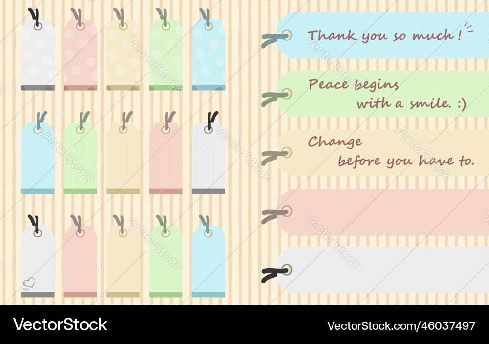 Graphic material of tag and bookmark frame set Vector Image