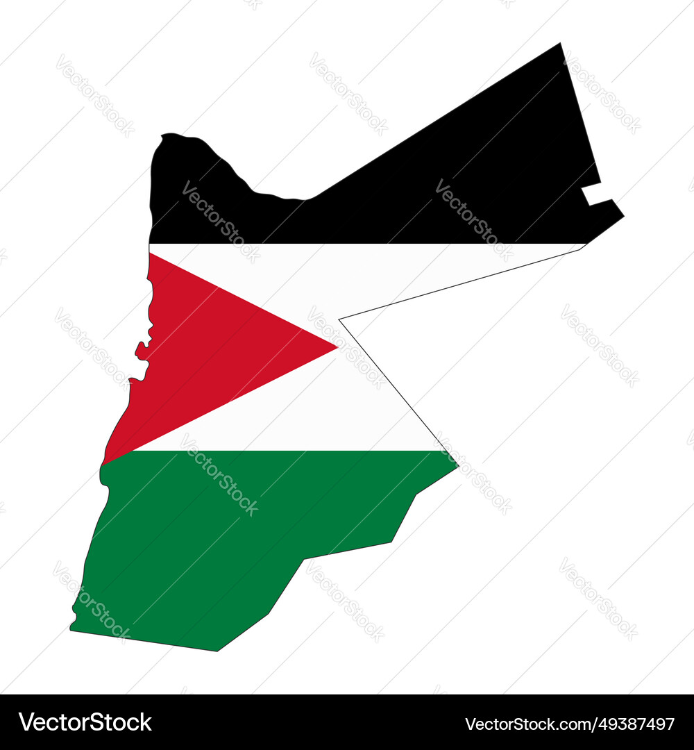 Jordan map silhouette with flag isolated on white Vector Image