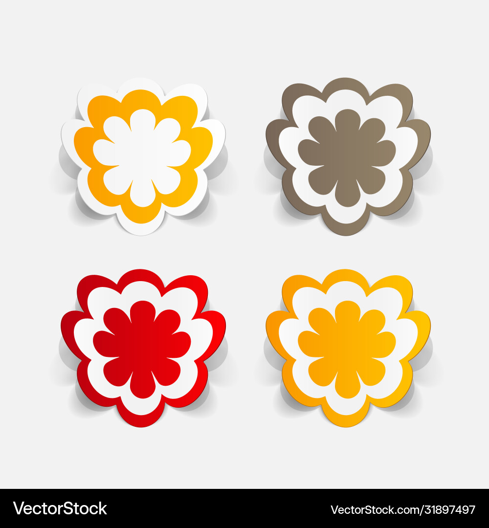 Realistic paper sticker flowers Royalty Free Vector Image