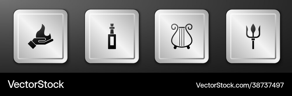 Set hand holding a fire bottle olive oil Vector Image