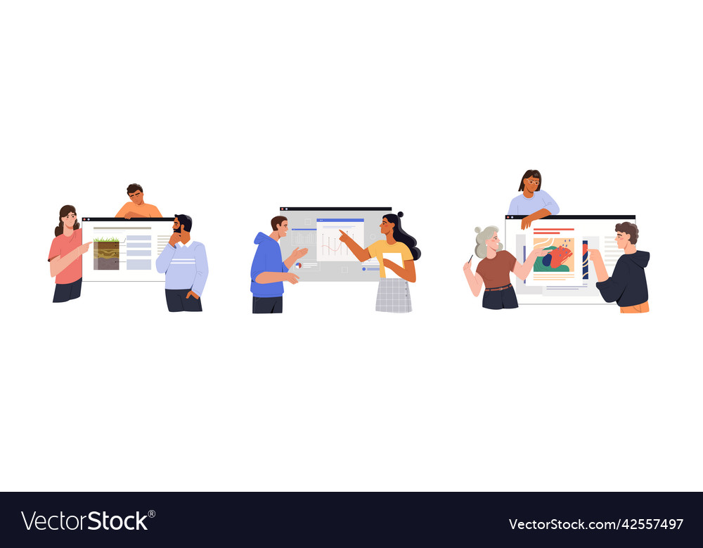 Teams set presenting projects Royalty Free Vector Image