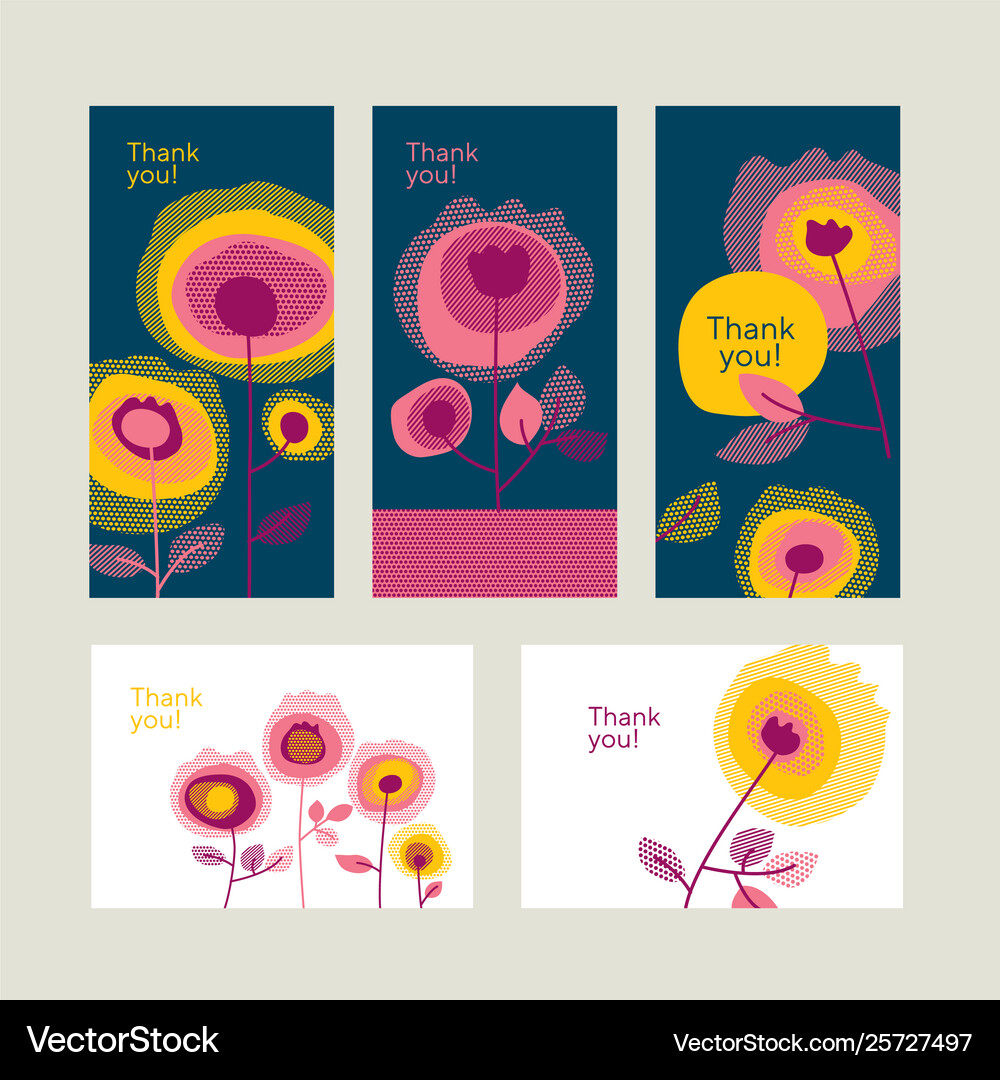 Thank you creative retro postcards collection Vector Image