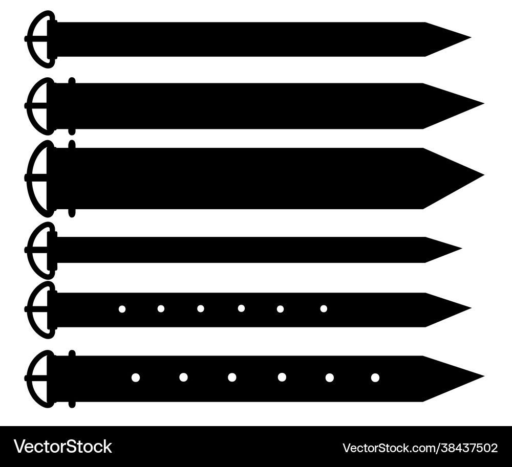 Black silhouette set belt leather and metal Vector Image