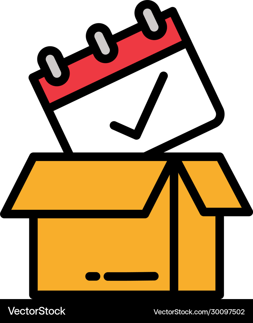 Cardboard box with calendar delivery date Vector Image