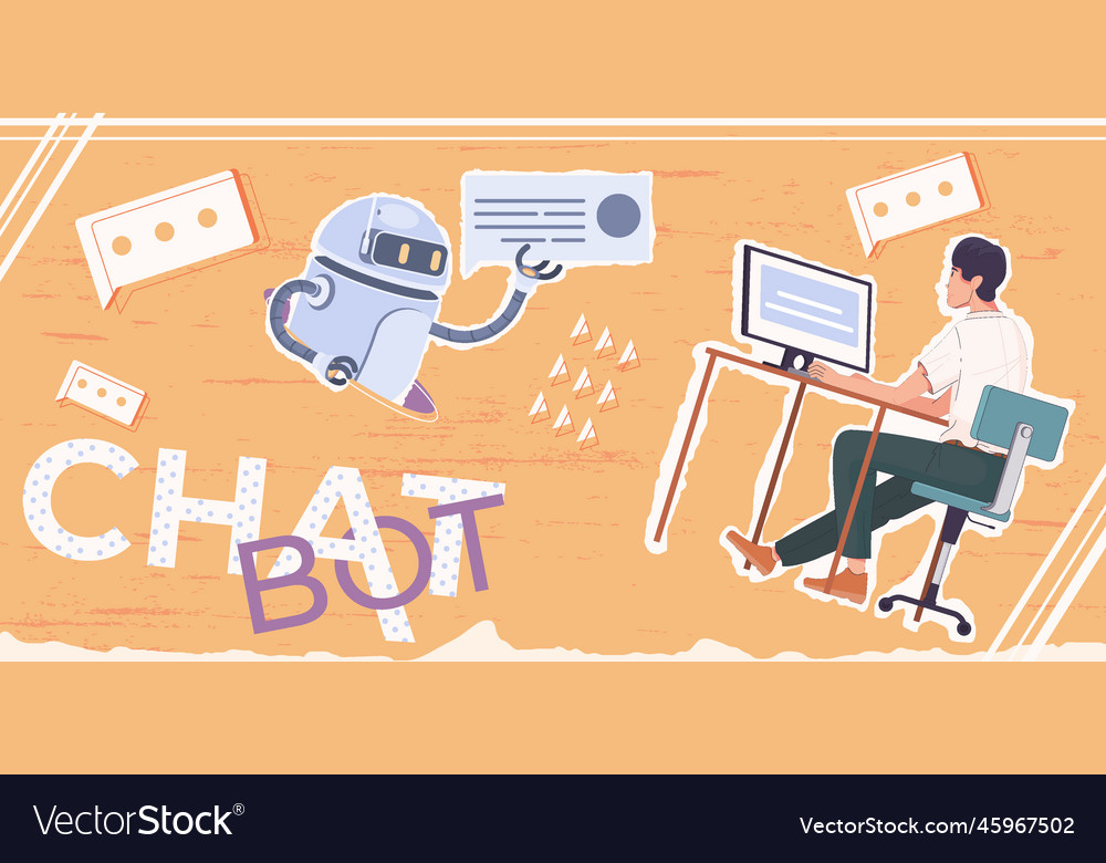 Chat bot collage composition Royalty Free Vector Image
