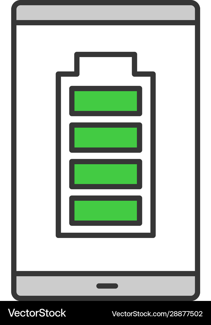Fully charged smartphone battery color icon Vector Image