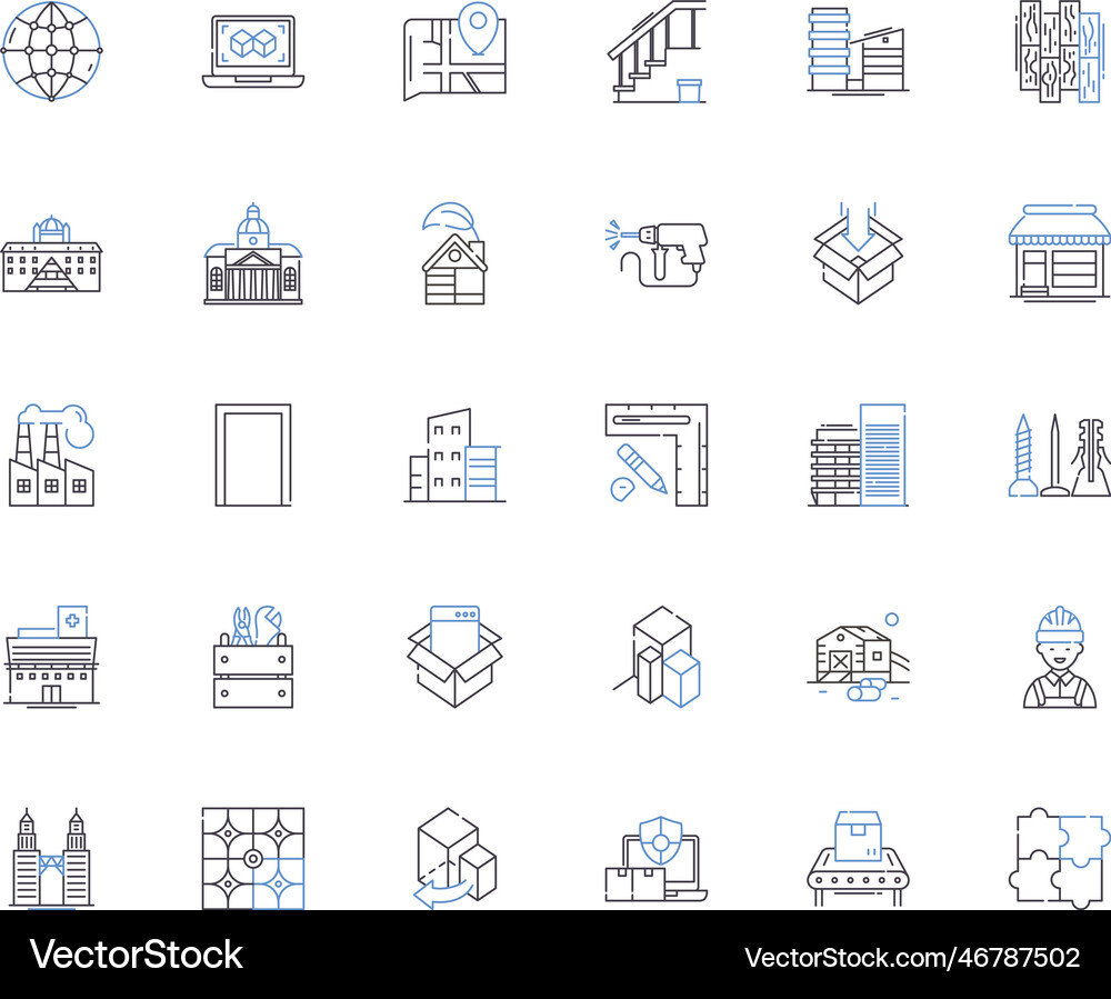 Manufacturing line icons collection production Vector Image