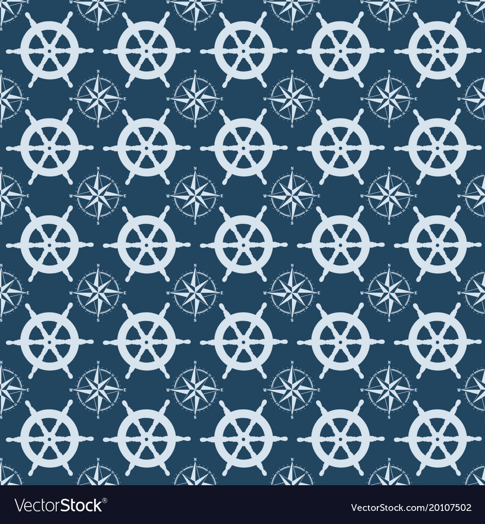 Maritime mood seamless nautical pattern with Vector Image Maritime mood seamless nautical pattern with Vector Image