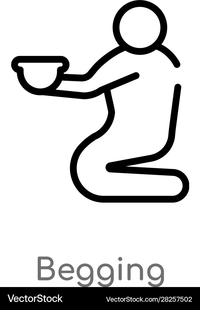 Outline begging icon isolated black simple line Vector Image