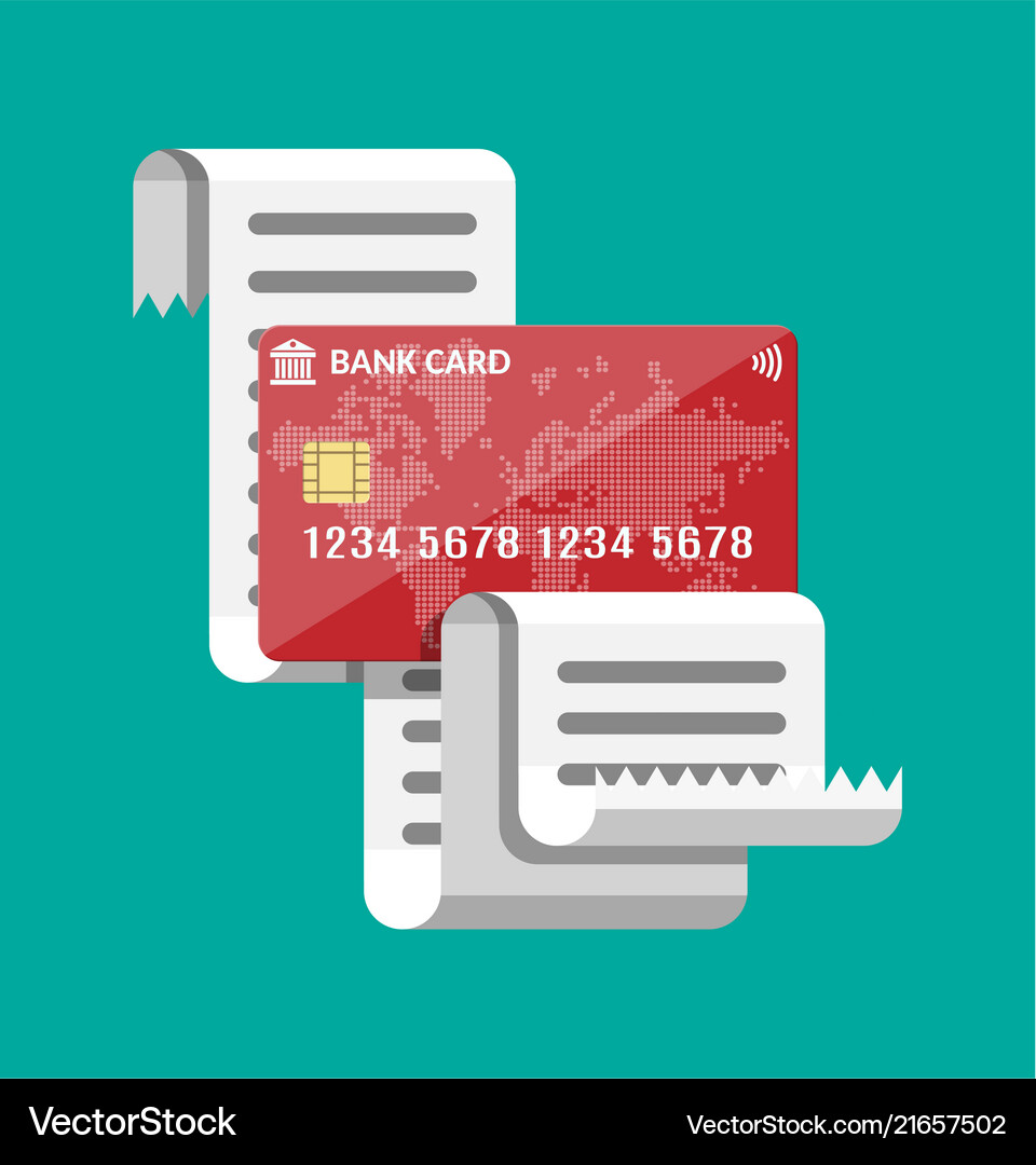 Paper receipt and credit card Royalty Free Vector Image