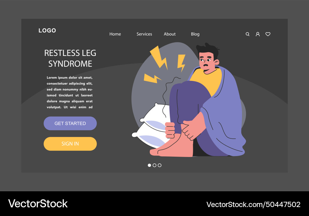 Restless legs syndrome or rls dark night mode Vector Image