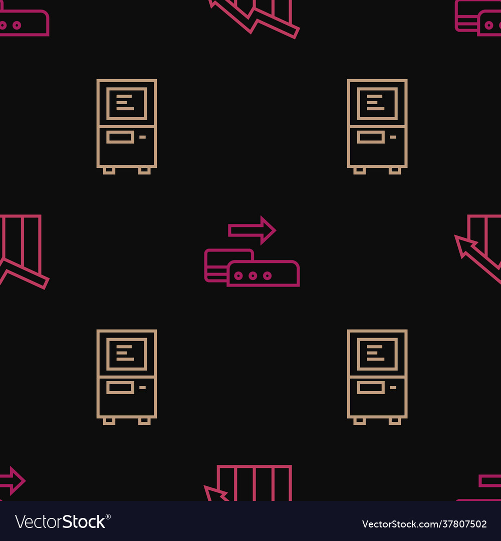 Set line financial growth decrease atm and pos Vector Image