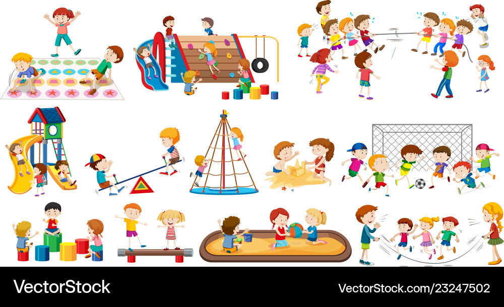 Set of children playing Royalty Free Vector Image