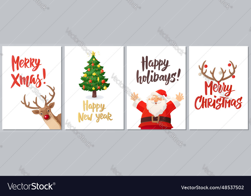 Set of christmas greeting cards winter season Vector Image