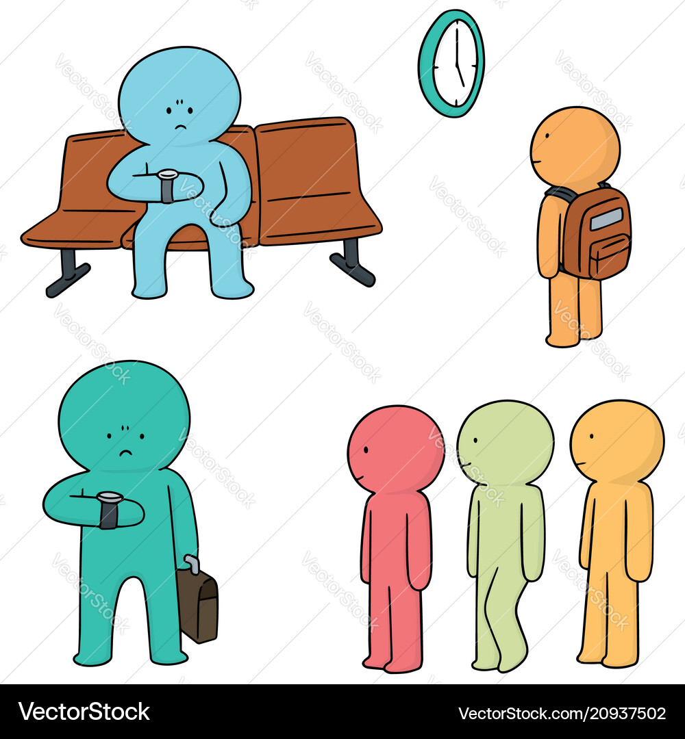 Set of waiting people Royalty Free Vector Image