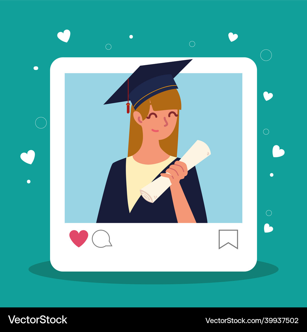Smiling graduate woman Royalty Free Vector Image