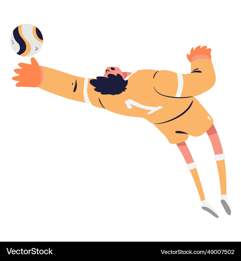Soccer goalkeeper trying catch ball Royalty Free Vector