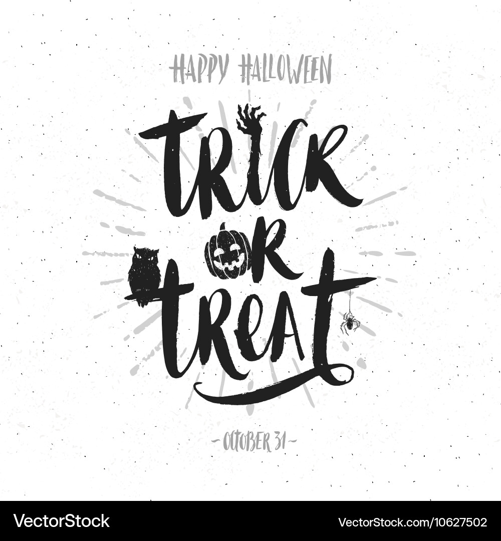 Trick or treat hand drawn calligraphy Royalty Free Vector