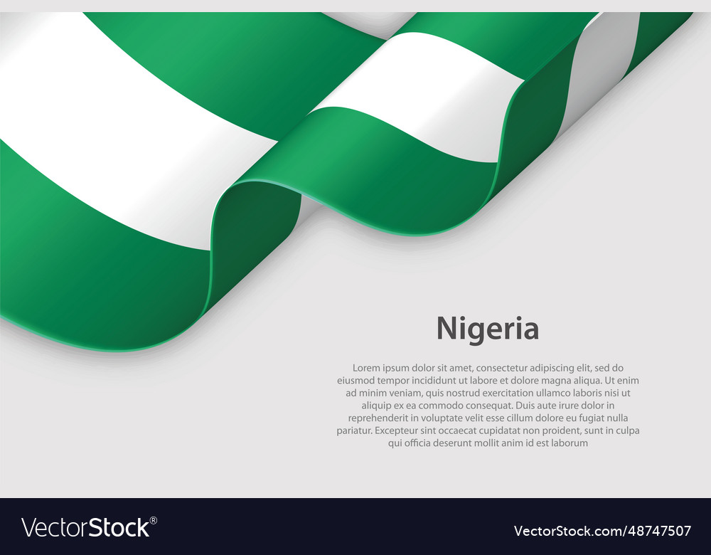 3d ribbon with national flag nigeria isolated Vector Image