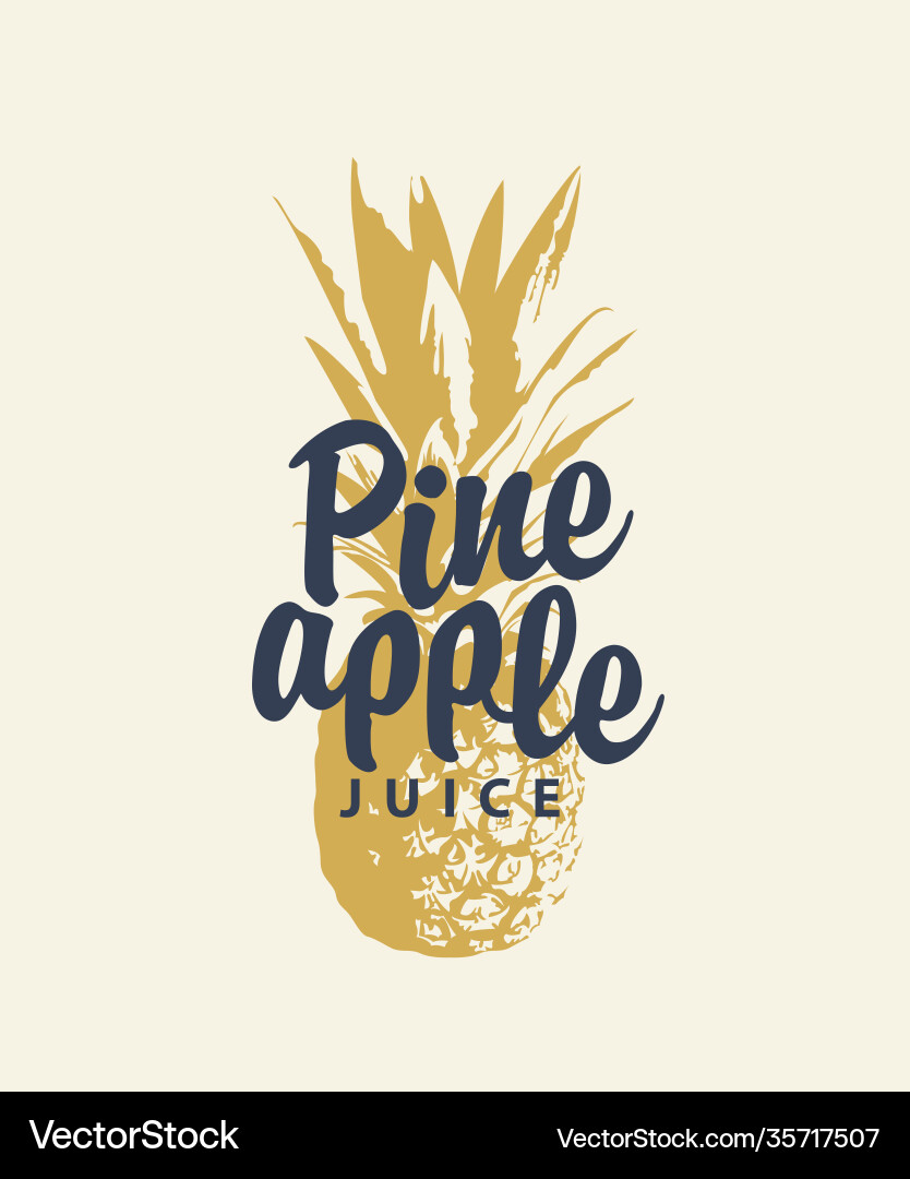 Banner for pineapple juice with inscription Vector Image