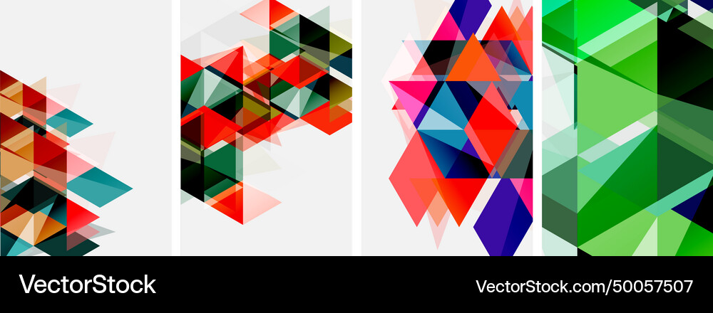 Colorful bright triangles with various colors and Vector Image