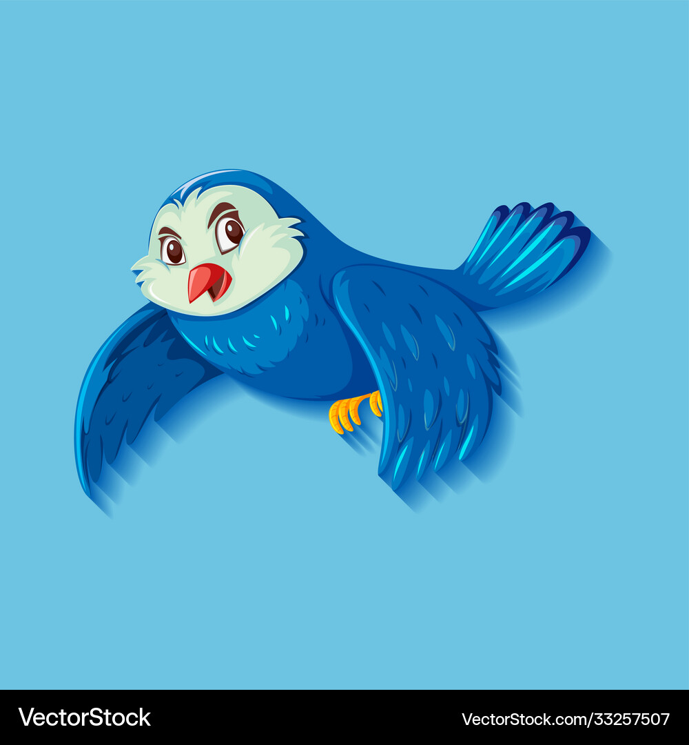 Cute blue bird cartoon character Royalty Free Vector Image