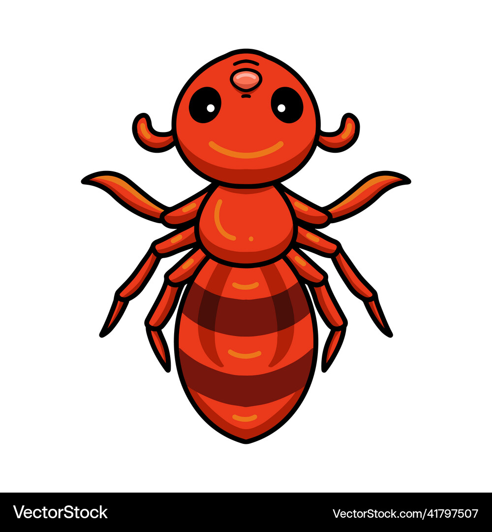 Cute little red ant cartoon Royalty Free Vector Image