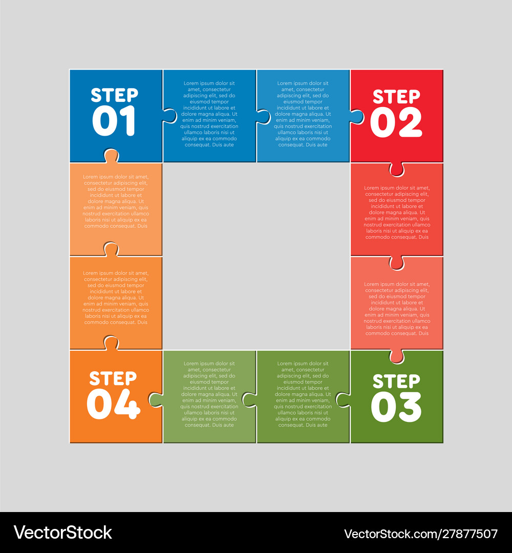 Four jigsaw puzzle square diagram info graphic Vector Image
