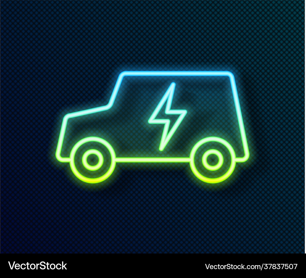 Glowing neon line electric car and electrical Vector Image