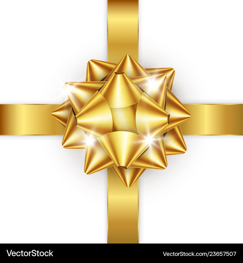 Golden bow and ribbon element for decoration Vector Image