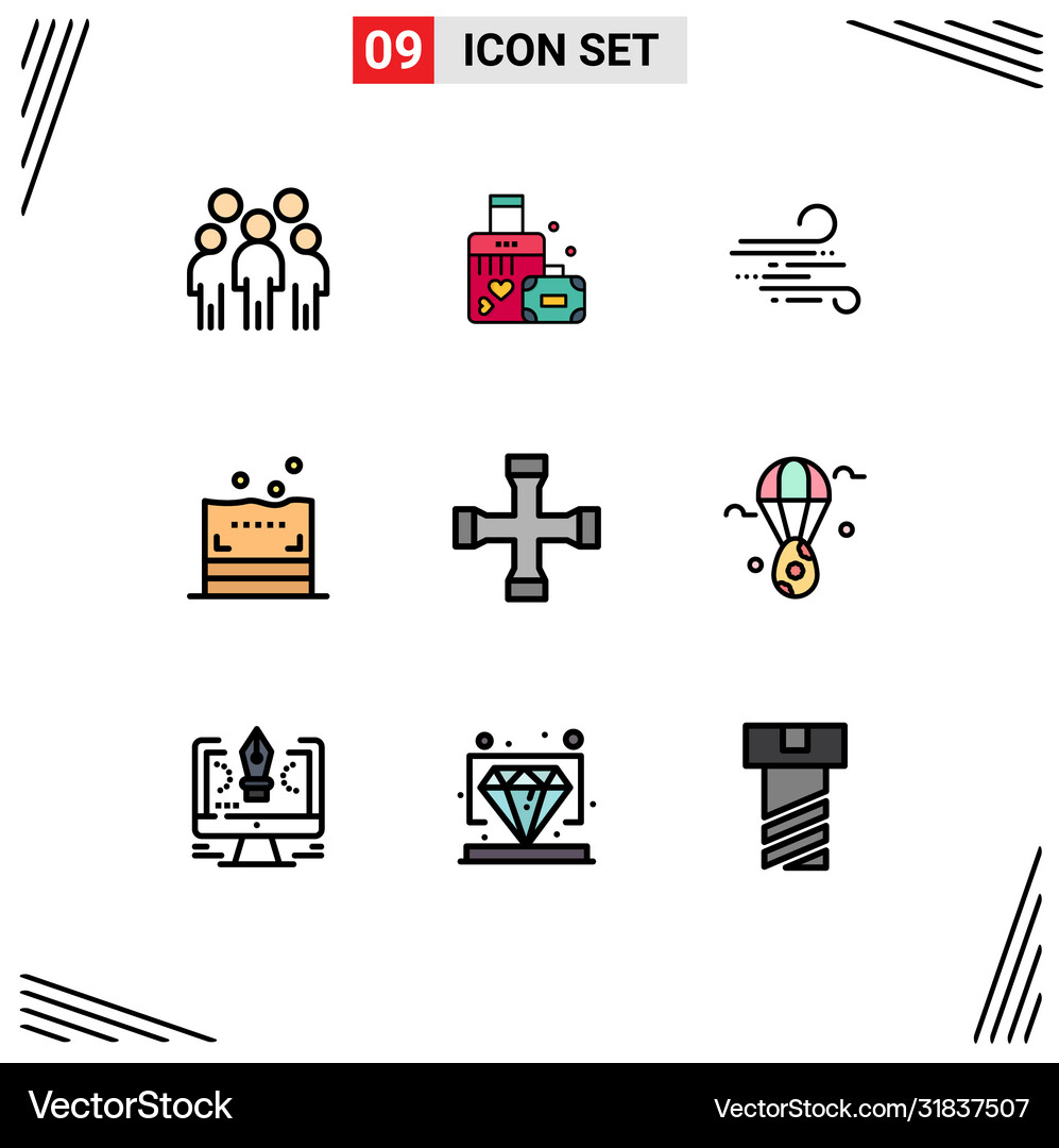 Group 9 filledline flat colors signs and Vector Image