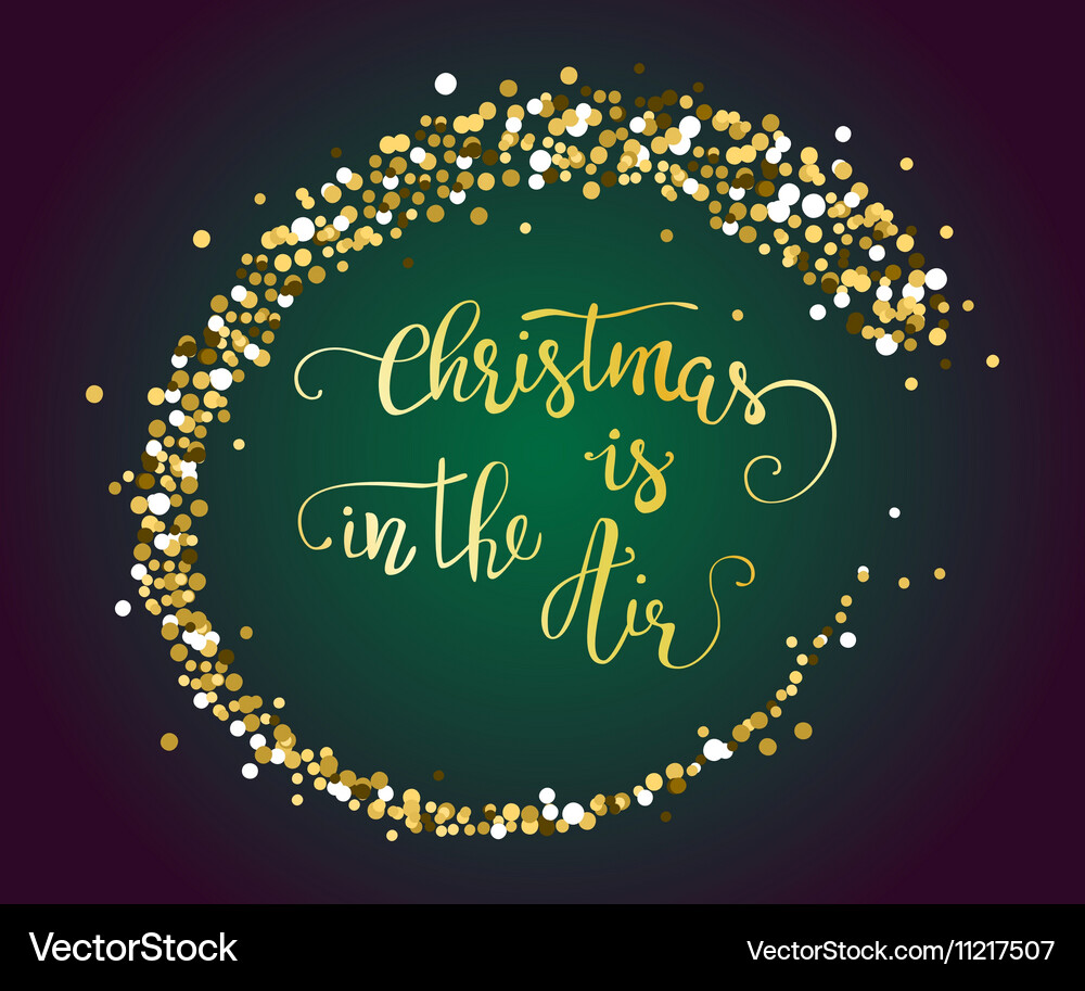 Handdrawn Christmas lettering with gold Royalty Free Vector