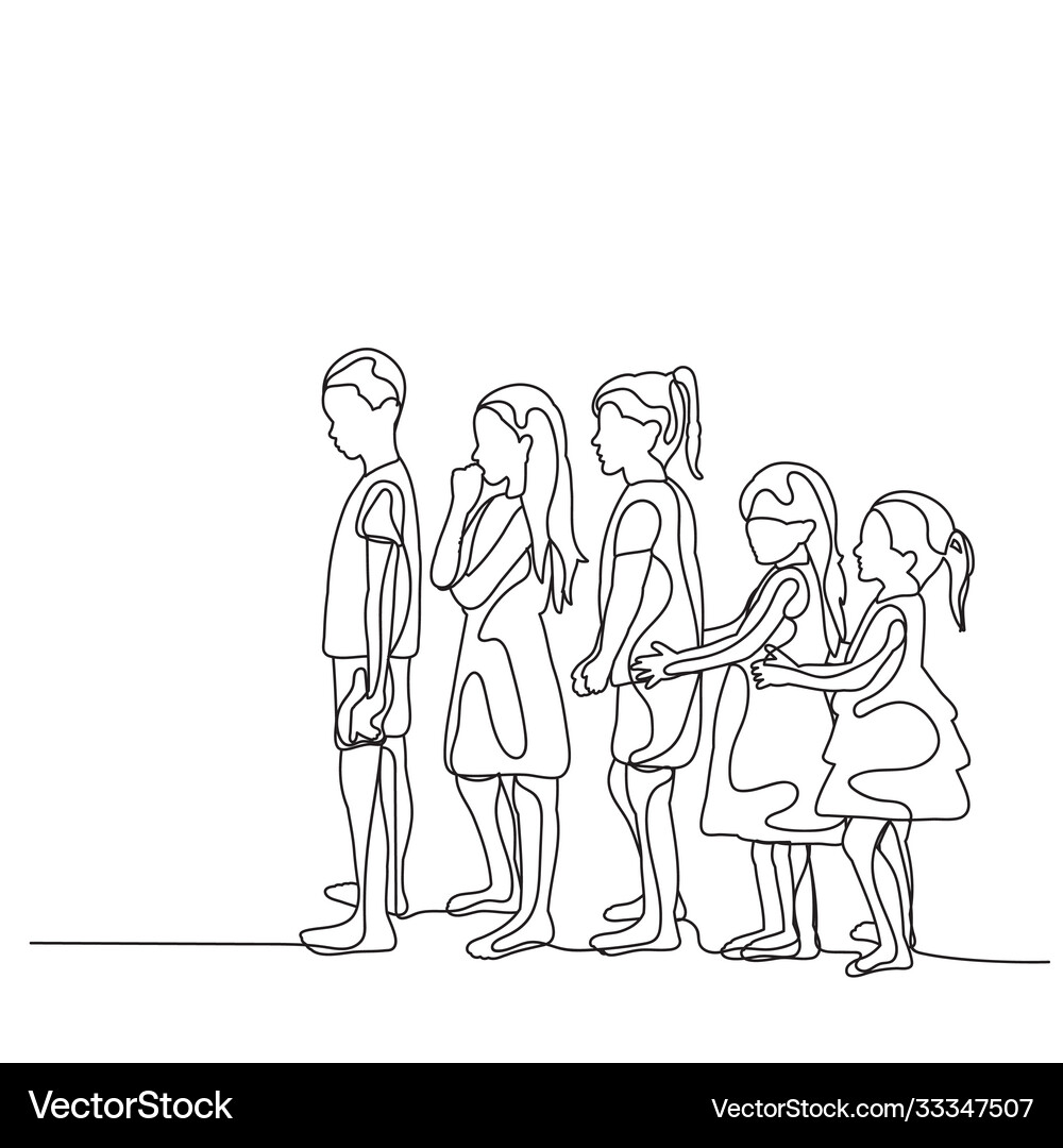 Isolated sketch with lines kids playing Royalty Free Vector